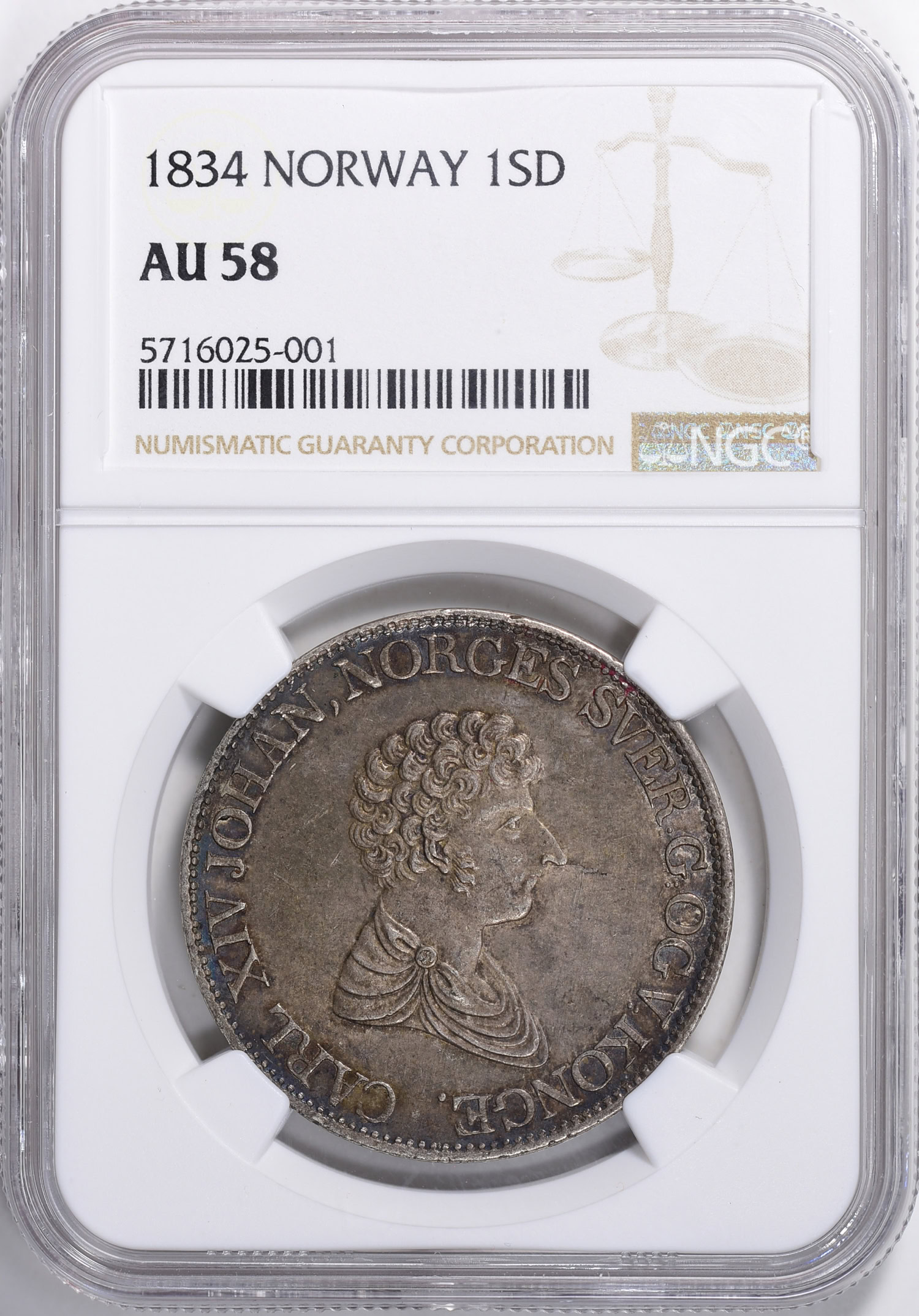 Norway 1834 Silver Specie Daler KM-301 NGC AU-58 (Toned) | NGC Cert ...