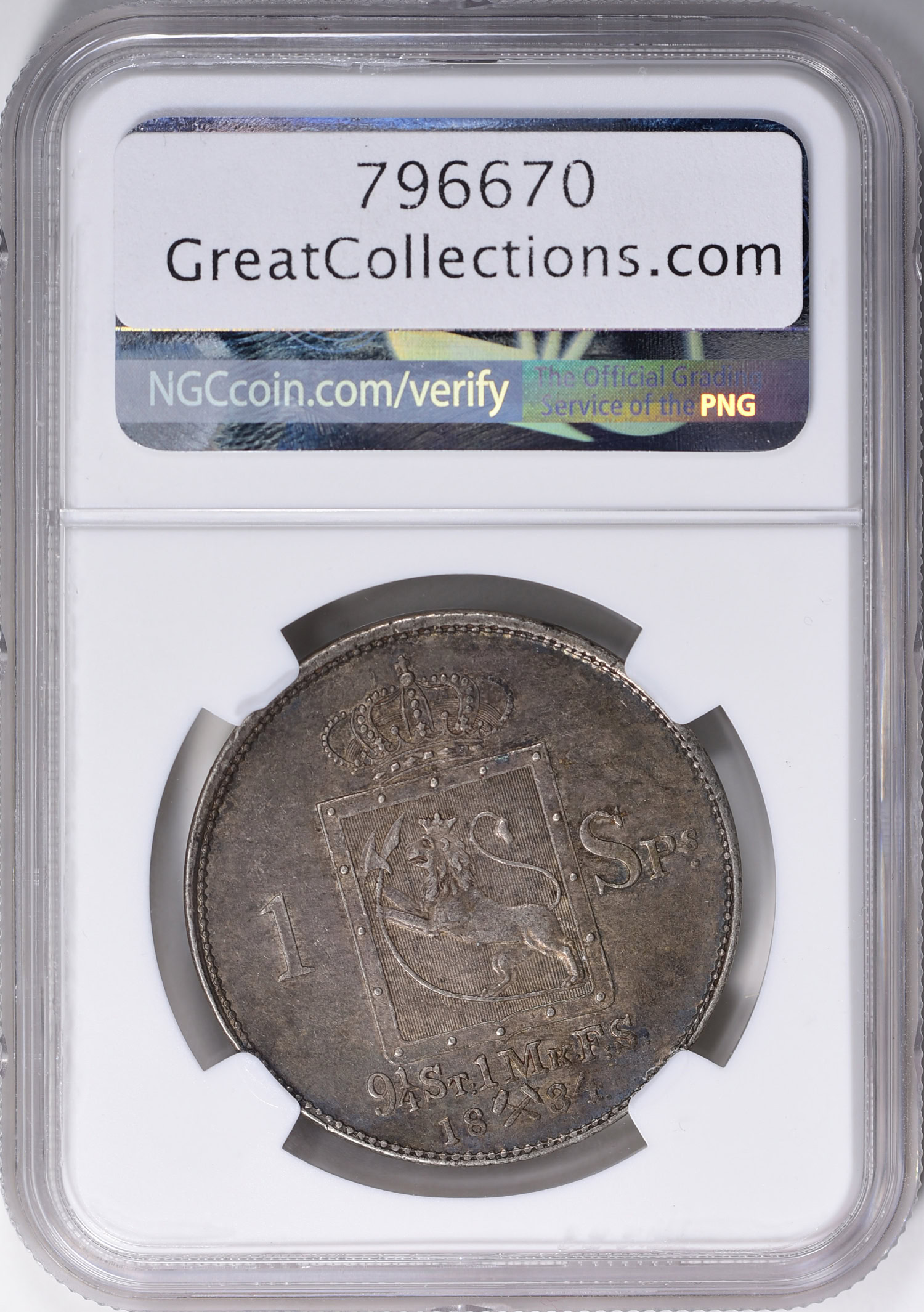 Norway 1834 Silver Specie Daler KM-301 NGC AU-58 (Toned) | NGC Cert ...