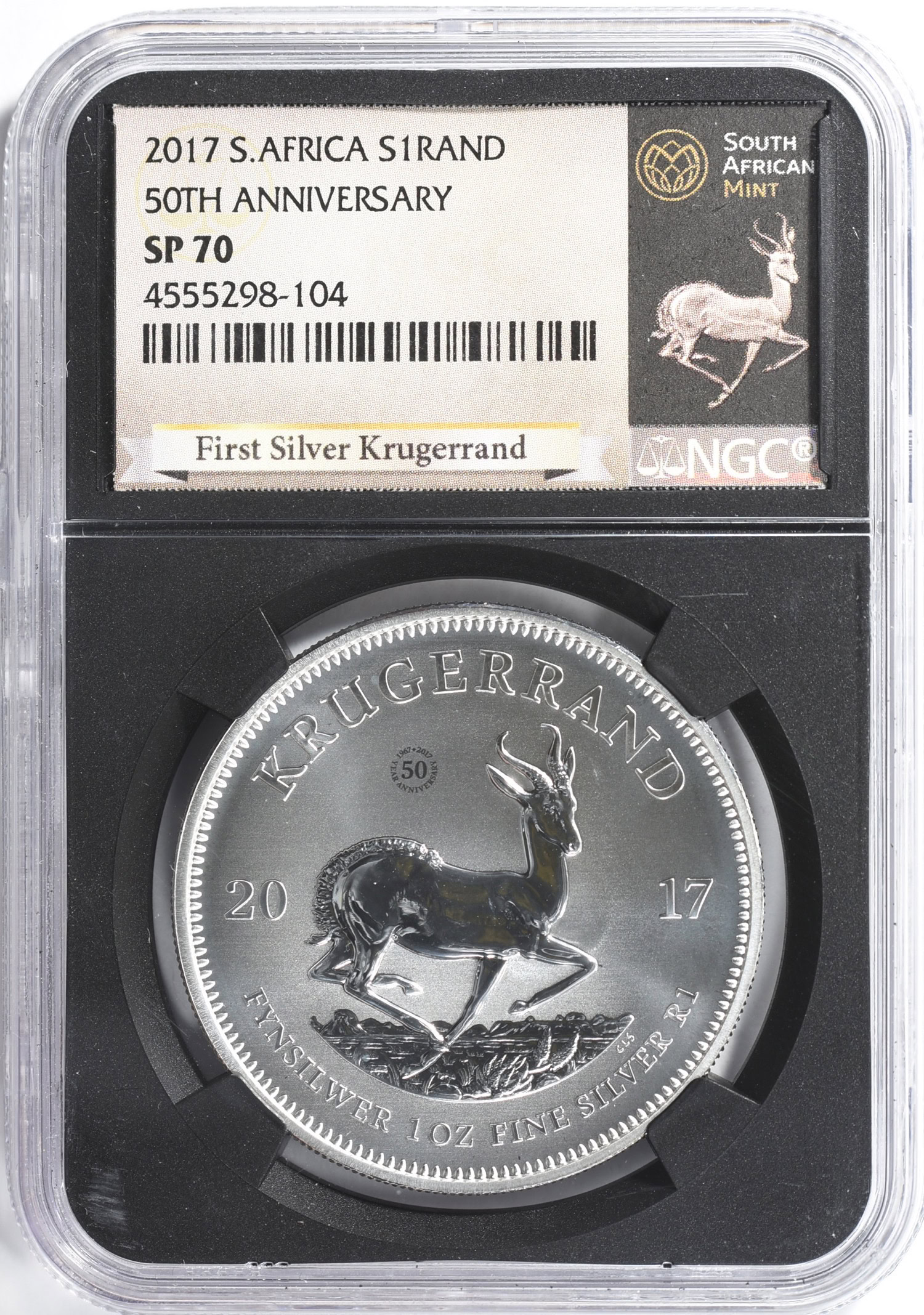 South Africa 2017 Silver Krugerrand 50th Anniversary NGC SP-70 (Black ...