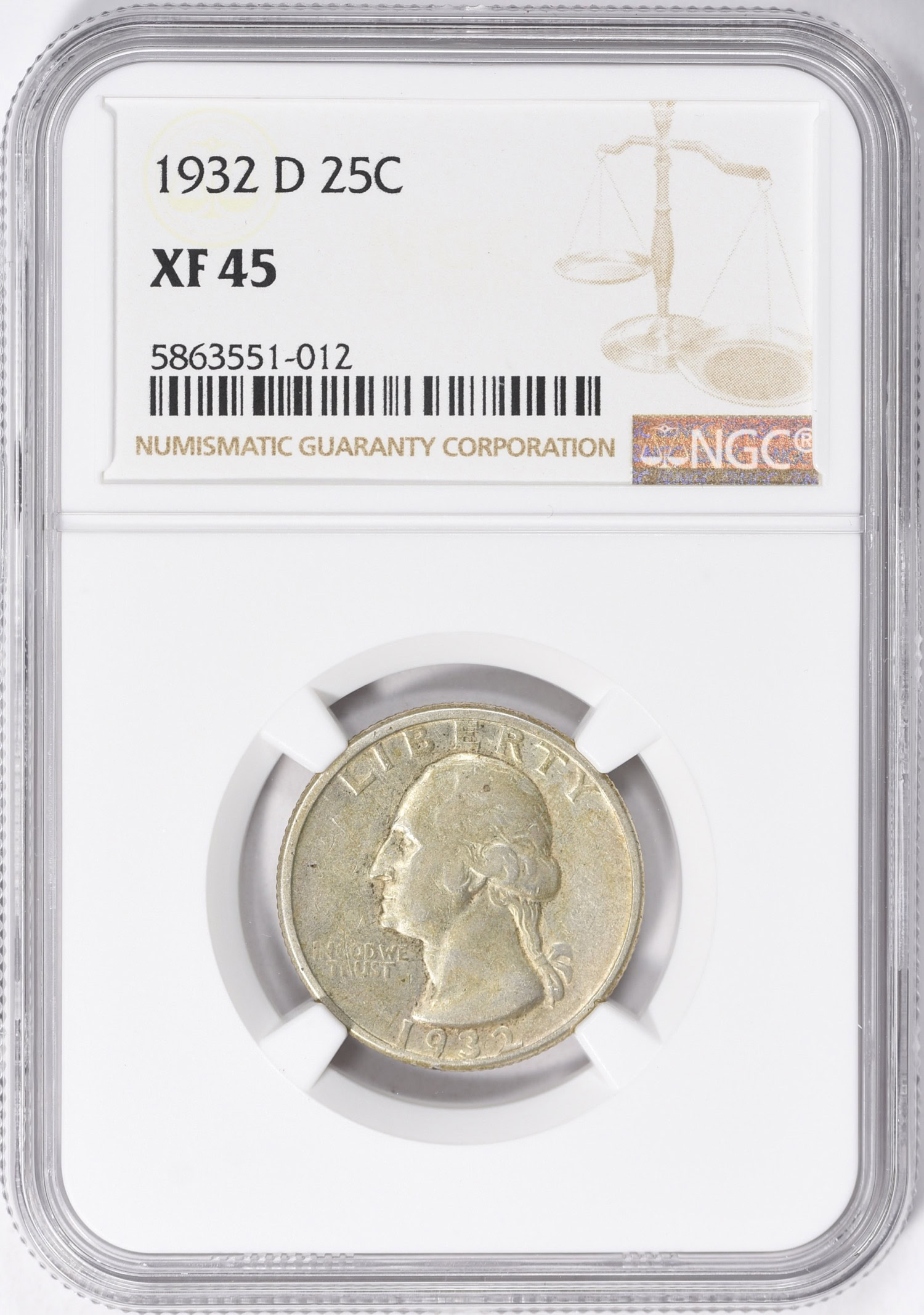 1932-D Washington Quarter NGC XF-45 (Item 870043) | GreatCollections Coin Auctions