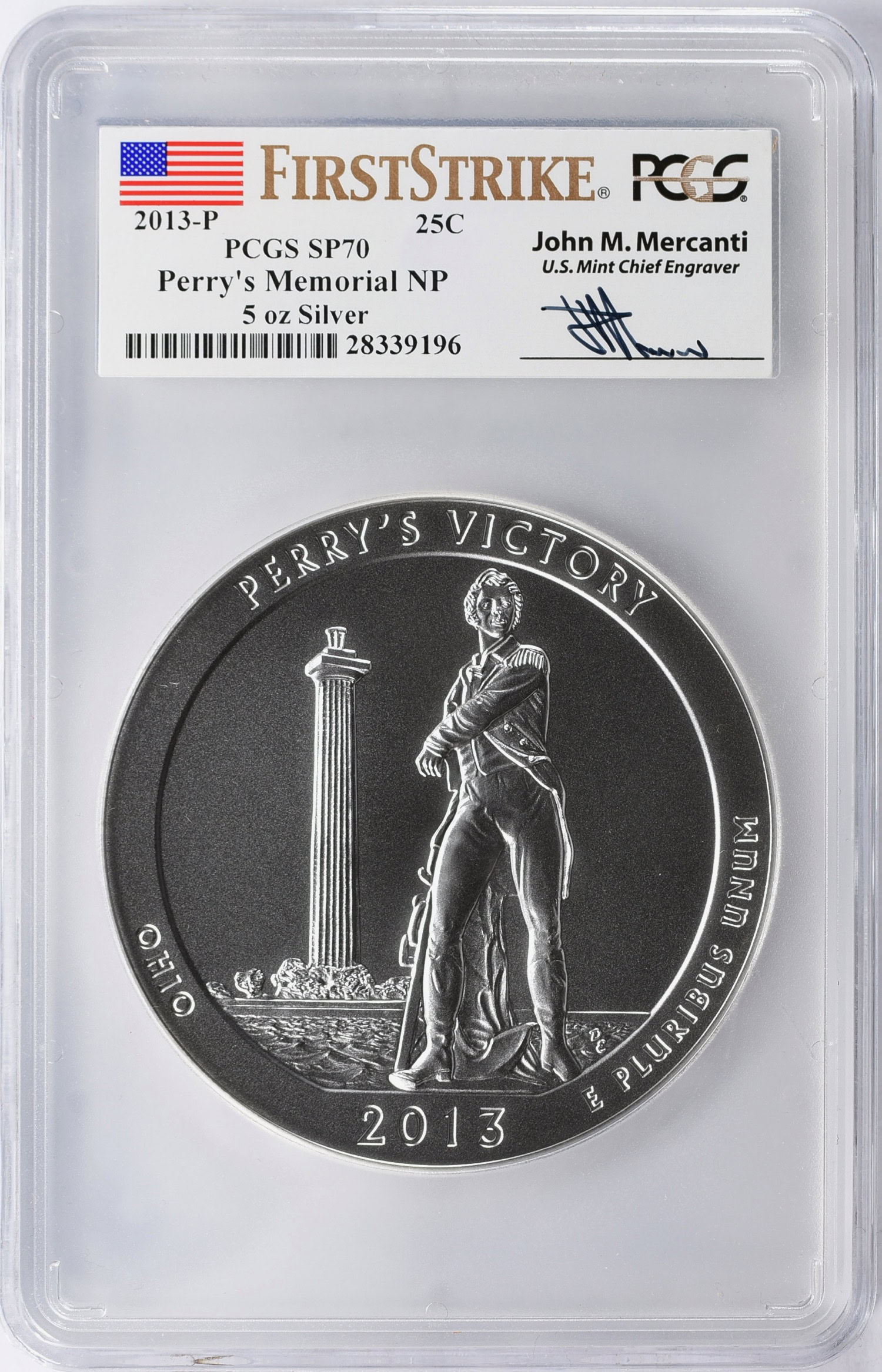 2013-P America the Beautiful 5 oz. Silver Quarter Perrys Memorial NP ...