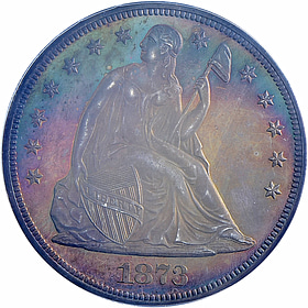 1873 Seated Liberty Silver Dollar Seated PCGS Proof-64 OGH (Toned) (Item 1345263 ...