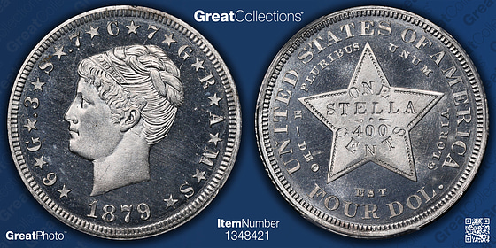 Pattern 1879 Four-Dollar Coiled Hair Stella Struck in Aluminum J-1640 ...