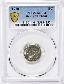 1970 Roosevelt Dime Reverse of 68 FS-901 PCGS MS-64 (Item 1349056 ...