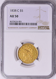 1838-C Classic Gold Half Eagle NGC AU-50 (Item 1460340 ...