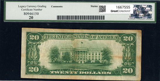 Fr. 1802-2 East Liverpool, Ohio 1929 Type 2 The First National Bank $20 ...