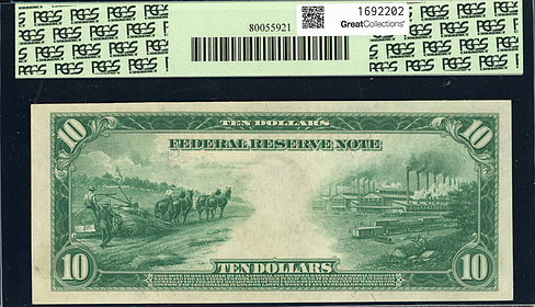 Fr. 908 1914 $10 New York Federal Reserve Note Burke / McAdoo PCGS Currency Choice New 63 PPQ ...