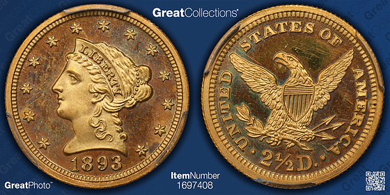 1893 Liberty Gold Quarter Eagle PCGS Proof-66 DCAM (CAC Green) (Item ...