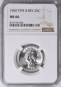 1959 Washington Quarter Type B Reverse NGC MS-66 (Item 1732947) | GreatCollections Coin Auctions