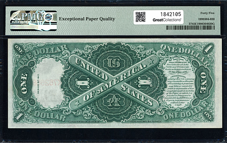 Fr. 37 1917 $1 Legal Tender Note Elliott / Burke PMG Choice Extremely ...