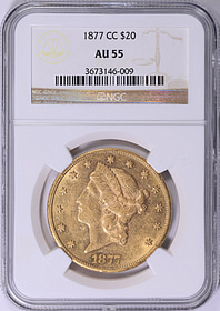 1877-CC Liberty Gold Double Eagle NGC AU-55 (Item 1861732) | GreatCollections Coin Auctions