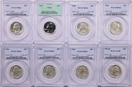 1959 - 1964-D Washington Quarter Selection Including Proof PCGS Various ...
