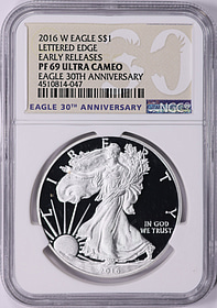 2016-W $1 Silver Eagle 30th Anniversary Early Releases Lettered Edge NGC Proof-69 UC (Item ...