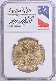 2020 $50 One-Ounce Gold American Eagle Early Releases NGC MS-70 (Mike Castle and Miles Standish ...
