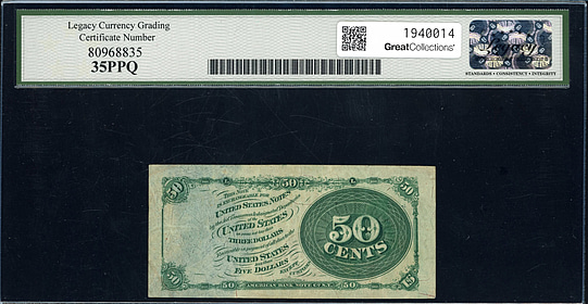 Fr. 1376 Fourth Issue 50 Cents Fractional Currency Note Allison ...