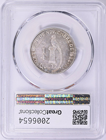 Guatemala 1947 Siver 1/4 Quetzal KM-243.2 PCGS MS-66 (Item 2006654 ...