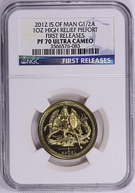 Isle of Man 2012-PM Gold 1/2 Angel 1oz High Relief Piedfort First ...