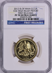 Isle of Man 2012-PM Gold 1/2 Angel 1oz High Relief Piedfort First ...