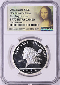 France 2023 Silver €20 Libertas Americana KM-3253 First Day of Issue ...