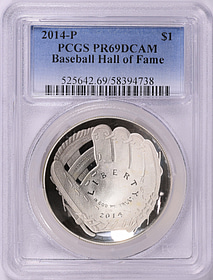 2014-P Baseball Hall of Fame Silver Dollar PCGS Proof-69 DCAM (Item ...