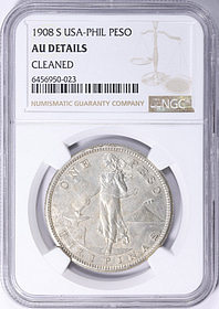 1908-S U.S. Philippines Peso NGC AU Details (Item 2162381 ...