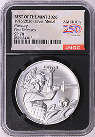 (2026) U.S. Mint Medal Silver 1 oz. Mercury Dime 250th Anniversary ...
