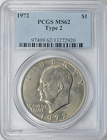 1972 Eisenhower Dollar Type 2 PCGS MS-62 (Item 72494 ...